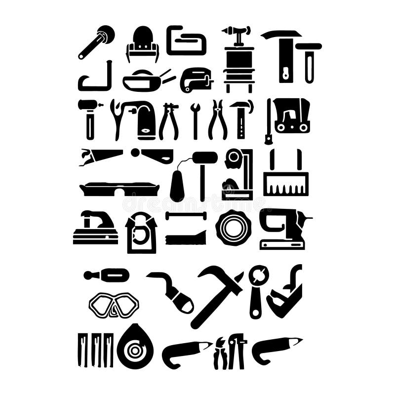 Different Tools Icon Set for Works Stock Vector - Illustration of logo ...