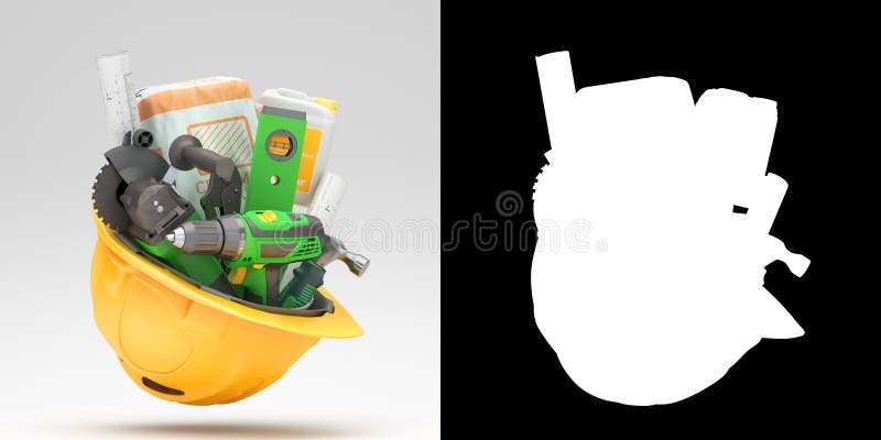 Different Tools Set Inside the Helmet Concept of Repair Tools Warehouse ...