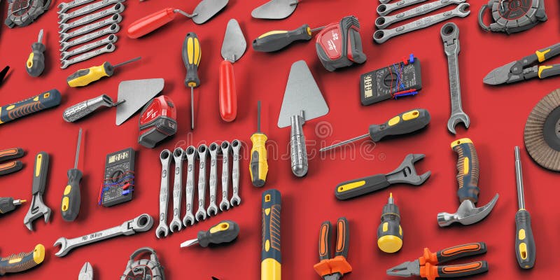 Different Tools Set Welcome Banner Concept of Repair Tools Warehouse ...