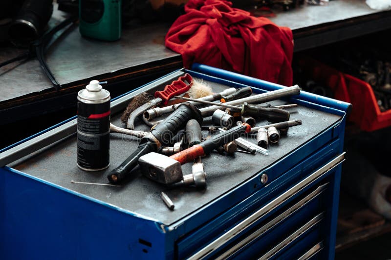 Different Tools on Workbench in Car Service Stock Photo - Image of ...