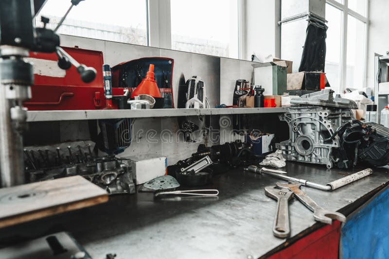 Different Tools on Workbench in Car Service Stock Photo - Image of ...