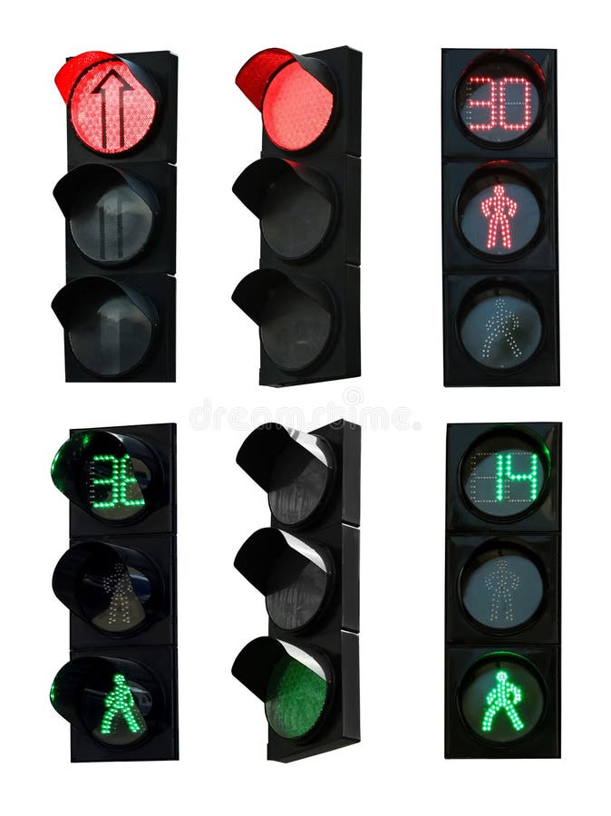 Collage of Traffic Signal with Different Glowing Lights (red, Orange ...