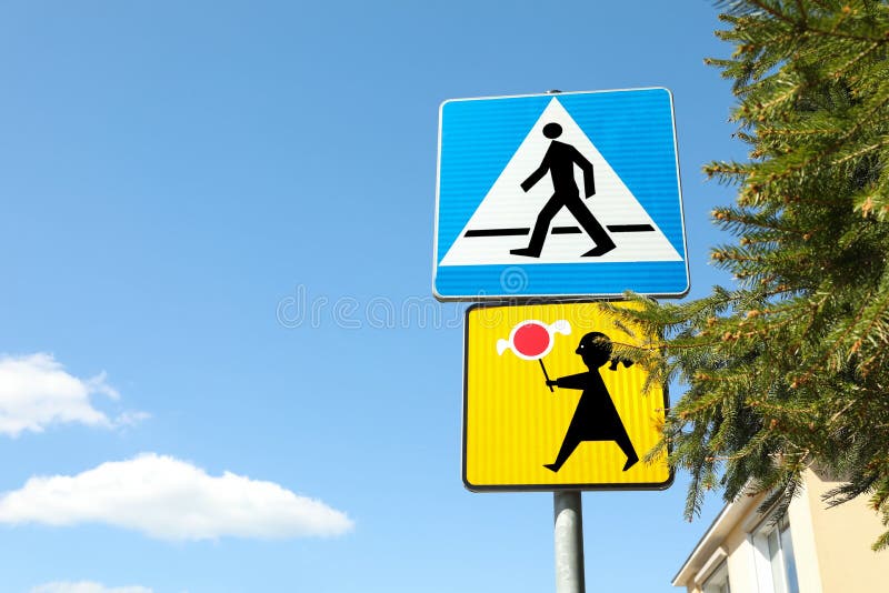 Different Traffic Signs on City Street, Space for Text Stock Image ...