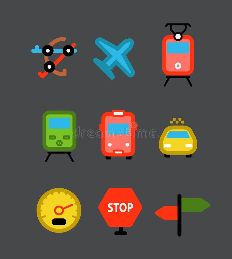 Different Transport Color Icons Stock Vector - Illustration of speed ...