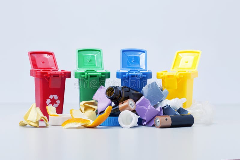 Garbage Containers with Different Types of Trash. Stock Photo - Image ...