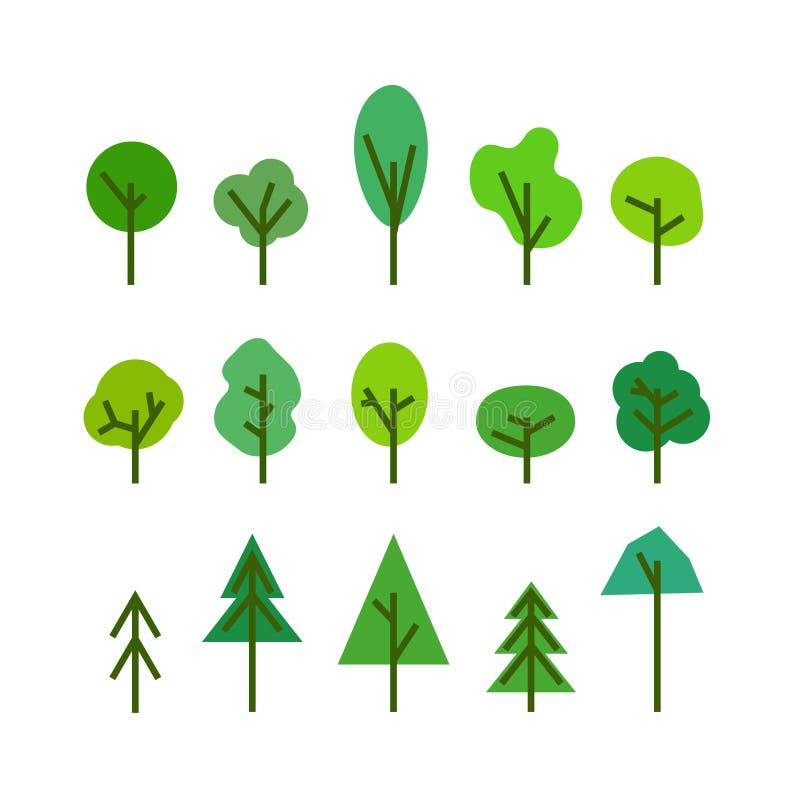 Different Tree Silhouettes Isolated on White Stock Vector ...