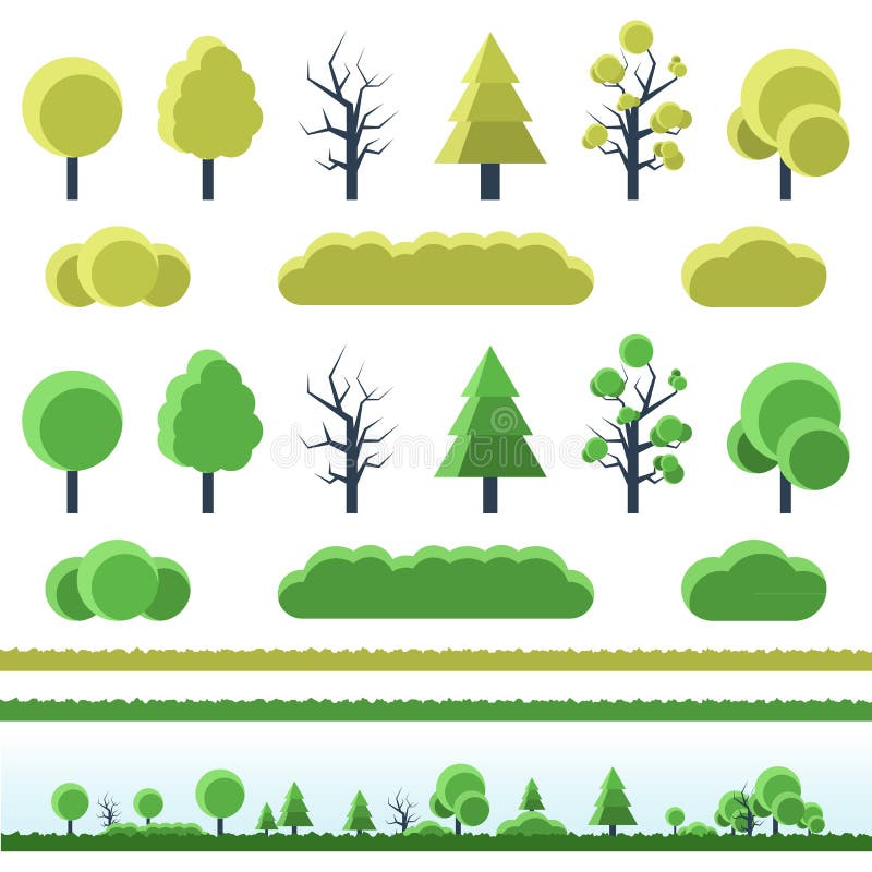 Different trees collection stock vector. Illustration of branch - 55860853