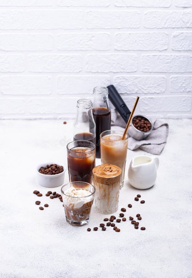 Different Trendy Cold Coffee Drink Stock Photo - Image of fresh, latte ...