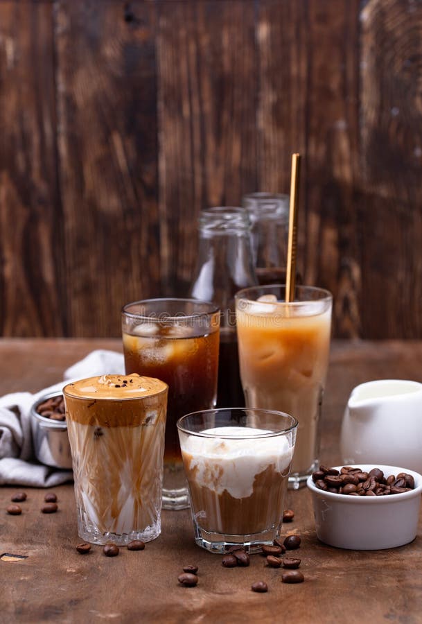 Different Trendy Cold Coffee Drink Stock Image - Image of black ...