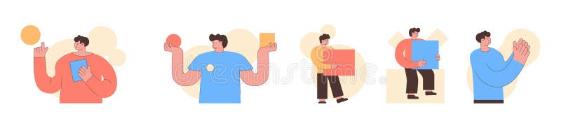 Different Trendy Persin with Object on Isolated Background Stock ...