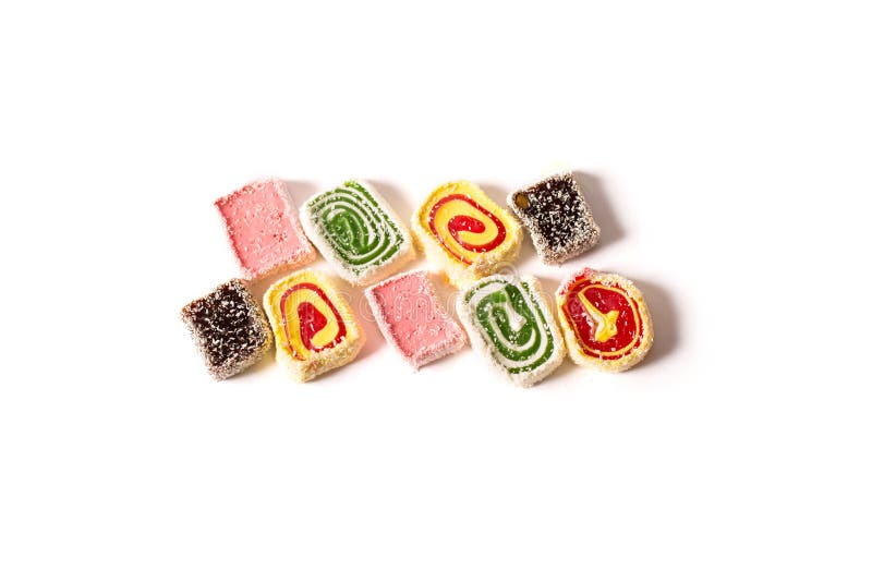 Different Turkish Delight Isolated on a White Stock Image - Image of ...