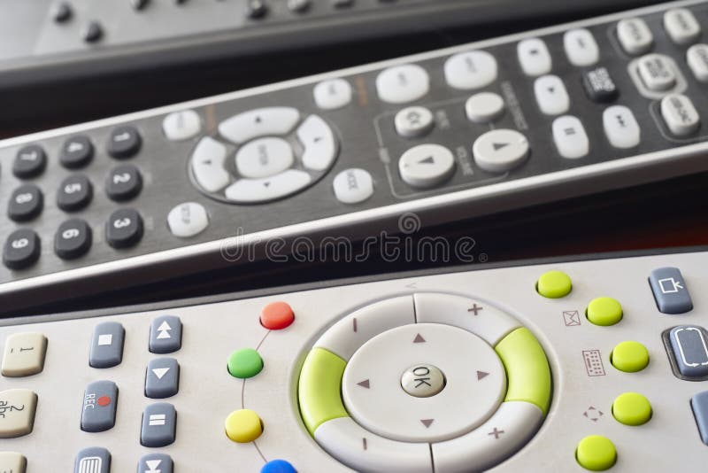 Different Tv and Hifi Remote Set Control Detail Stock Photo - Image of ...