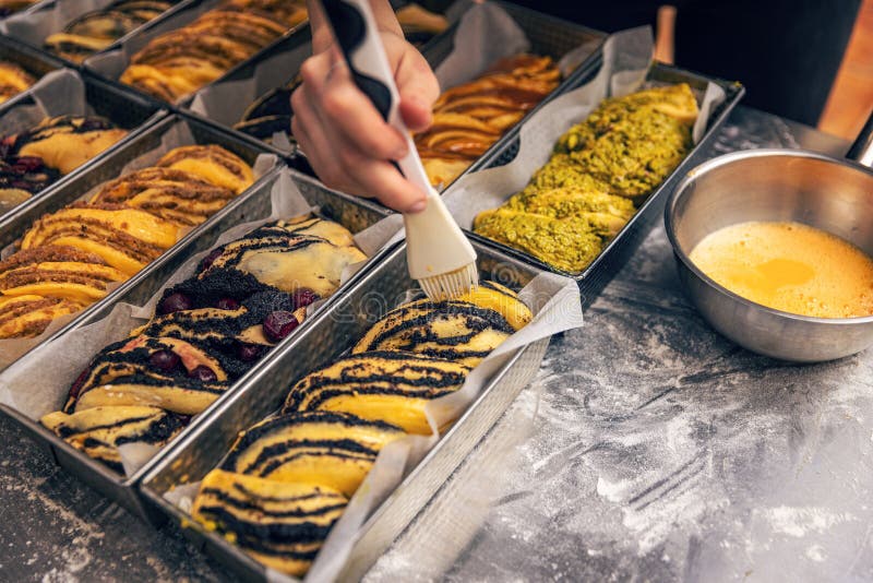 Different Type of Babka or Brioche Bread Stock Photo - Image of filling ...