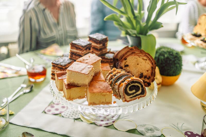 Different Type of Cakes on a Plate and with Side Light Stock Image ...