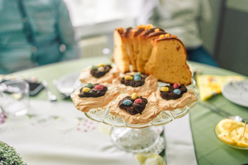 Different Type of Cakes on a Plate and with Side Light Stock Image ...