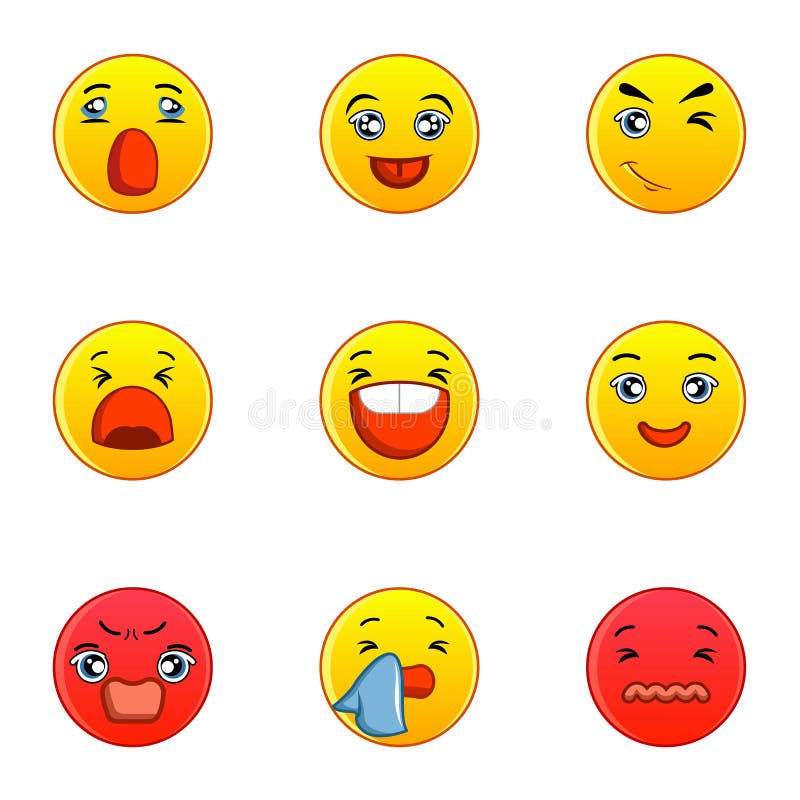Different Type of Emotion Icons Set, Flat Style Stock Vector ...