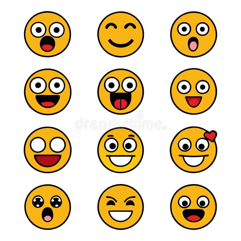Different Type of Face Reaction Vector Illustration Stock Vector ...