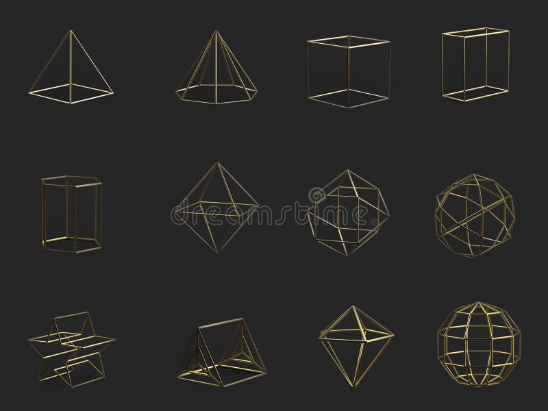 Different Type of Geometric Realistic Looking Mesh Objects Stock ...