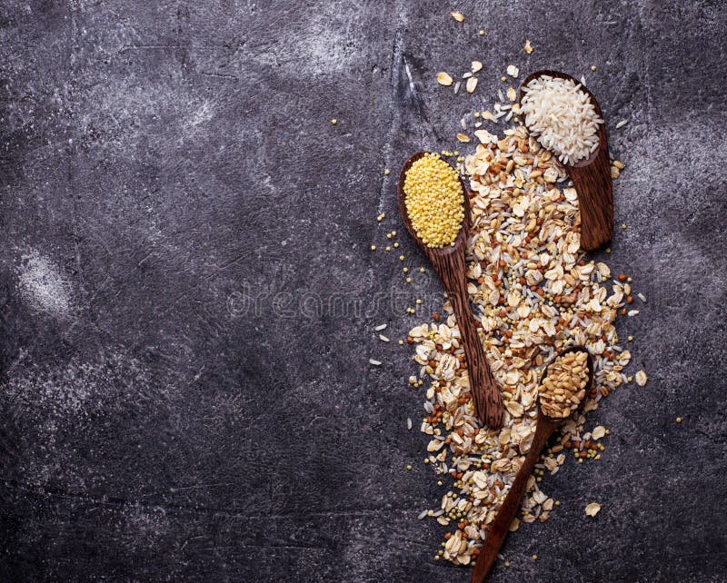 Different Type of Grain: Rice, Wheat, Oatmeal, Oat, Buckwheat Stock ...