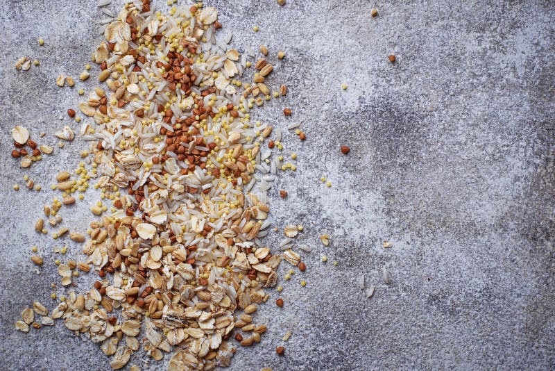 Different Type of Grain: Rice, Wheat, Oatmeal, Oat, Buckwheat Stock ...
