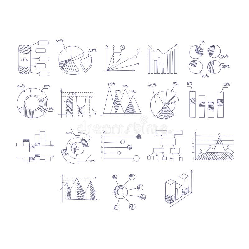 Different Type of Hand Drawn Charts Set Stock Vector - Illustration of ...