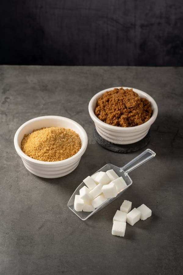 Different Type of Sugar, Light Brown, Dark Brown and White Sugar Cubes ...