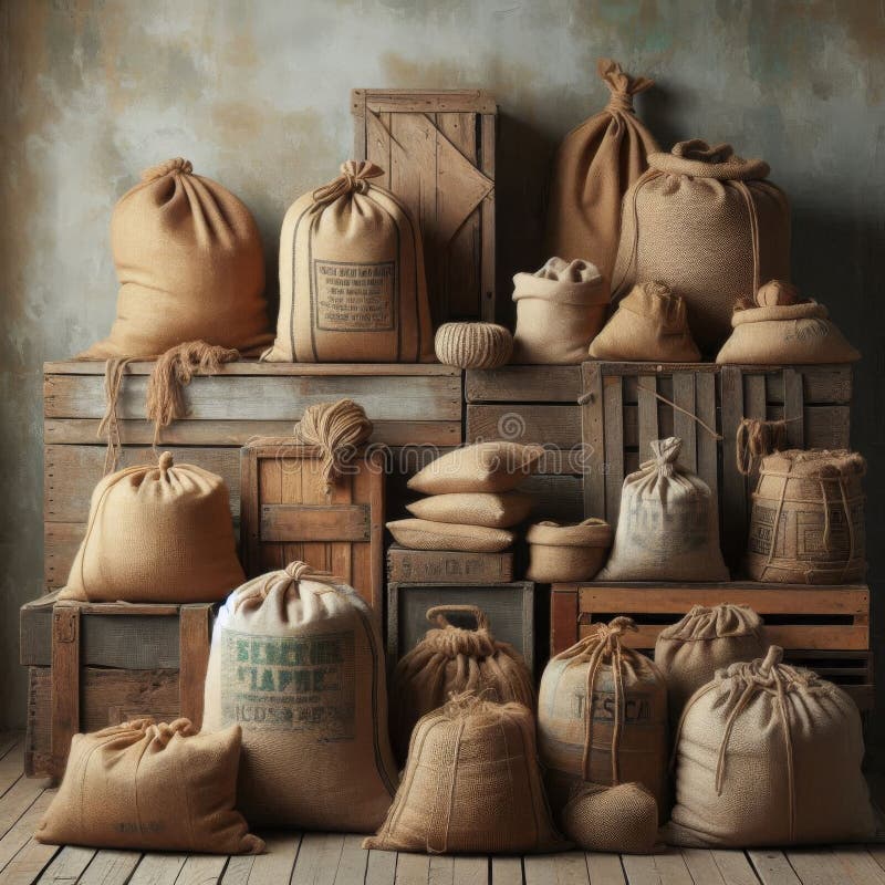 Different Types of Agricultural Storage Sacks Stock Illustration ...