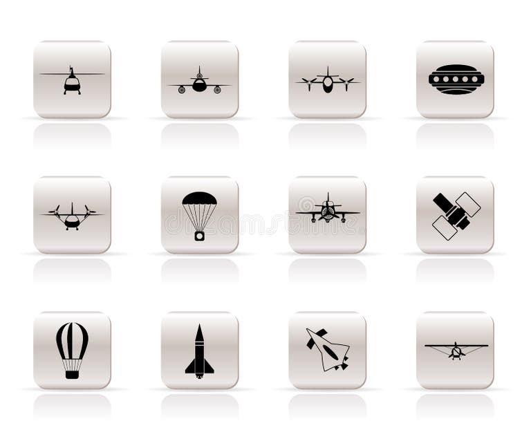 Different Types of Aircraft Icons Stock Vector - Illustration of ...
