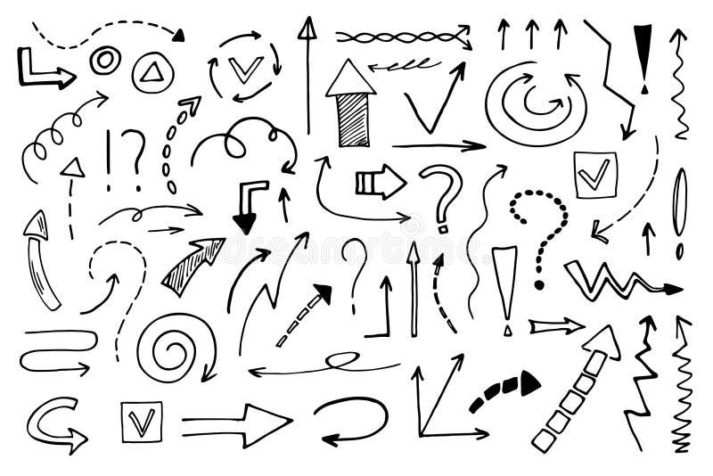 Different Types of Arrows and Signs, Handmade Stock Vector ...