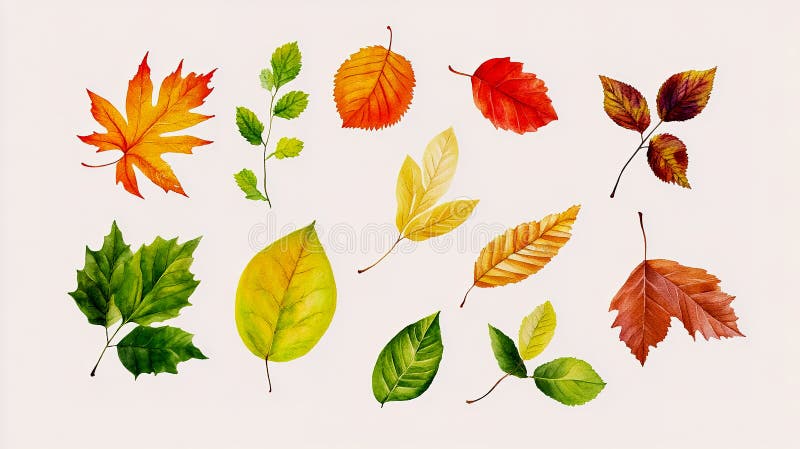 Different Types of Autumn Leaves, Including Maple, Oak, and Birch Stock ...