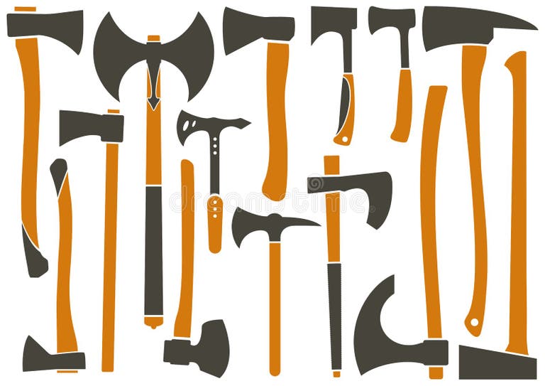 Different types of axes. stock vector. Illustration of tools - 55976343