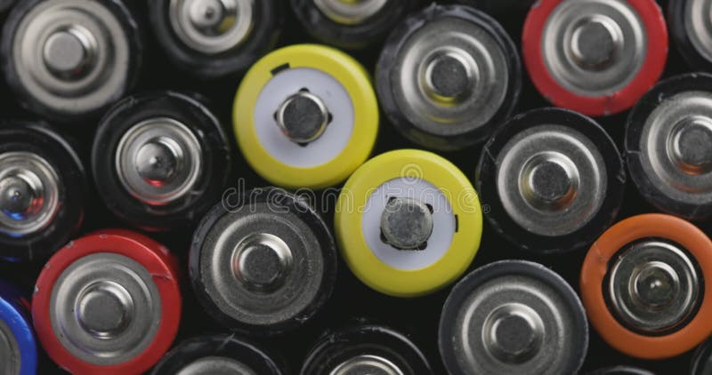 Different Types of Batteries and Batteries Rotate on the Turntable ...