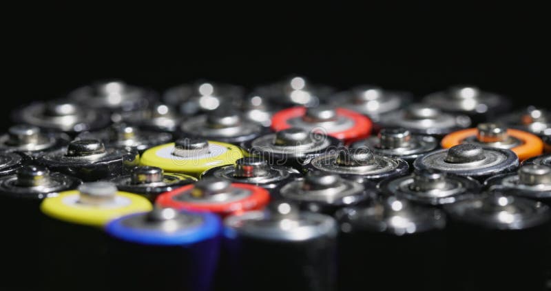 Different Types of Batteries and Batteries Rotate on the Turntable ...