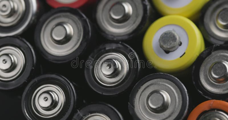 Different Types of Batteries and Batteries Rotate on the Turntable ...