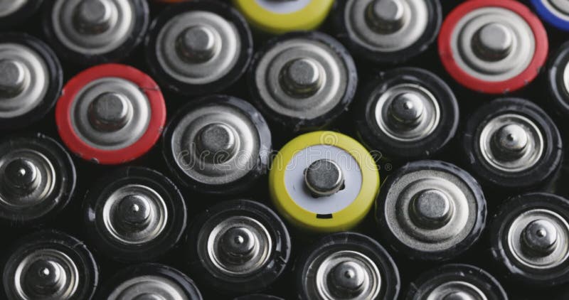 Different Types of Batteries and Batteries Rotate on the Turntable ...