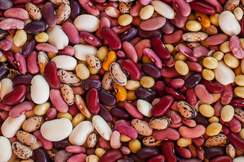 Different Types of Beans Mixed Up Top View. Background from Multi ...