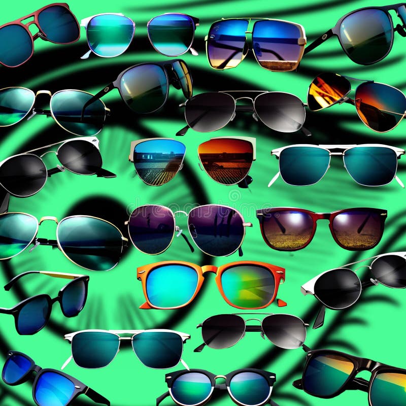 Different Types of Beautiful Sunglasses Art Background Stock Photo ...
