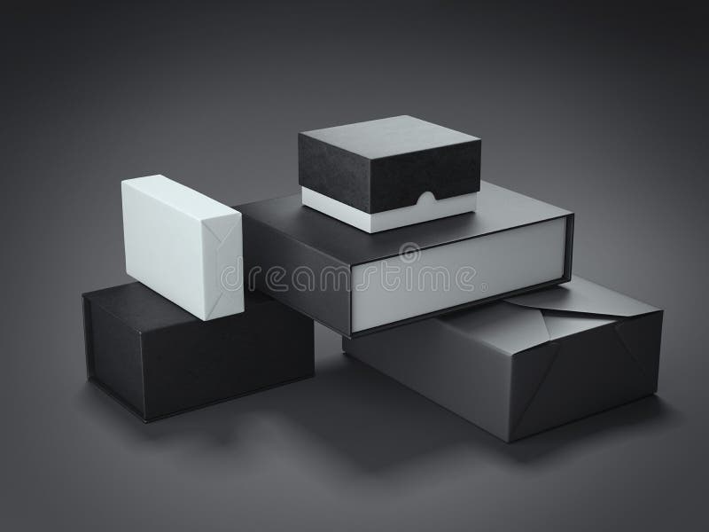Different Types of Black Boxes. 3d Rendering Stock Illustration ...