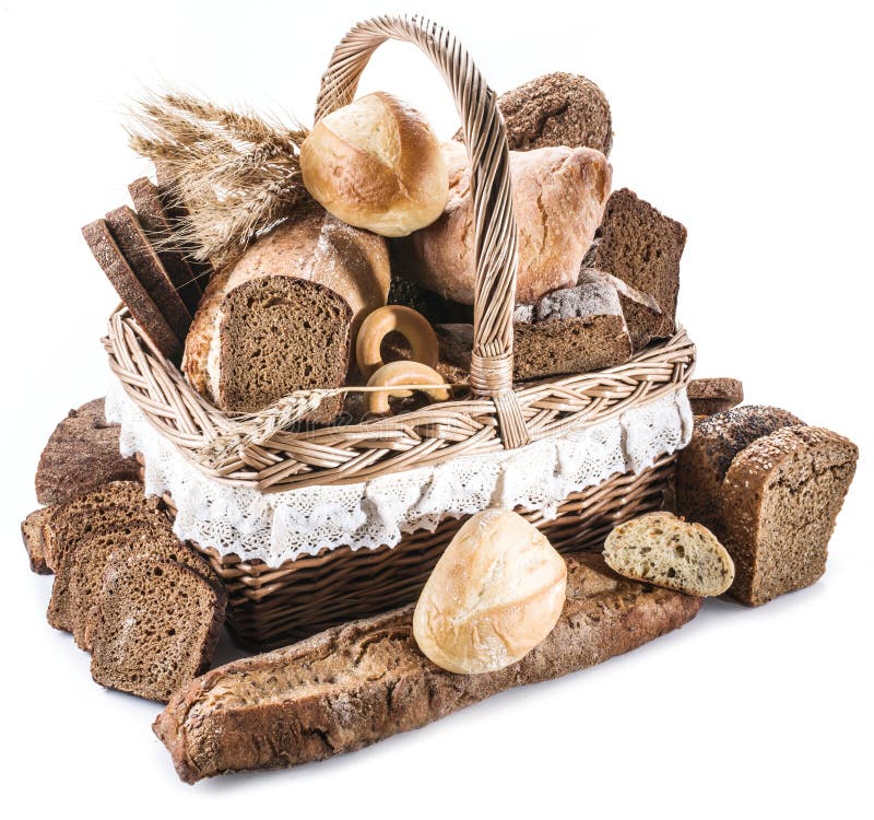 Different Types of Bread in the Basket. Stock Image - Image of space ...