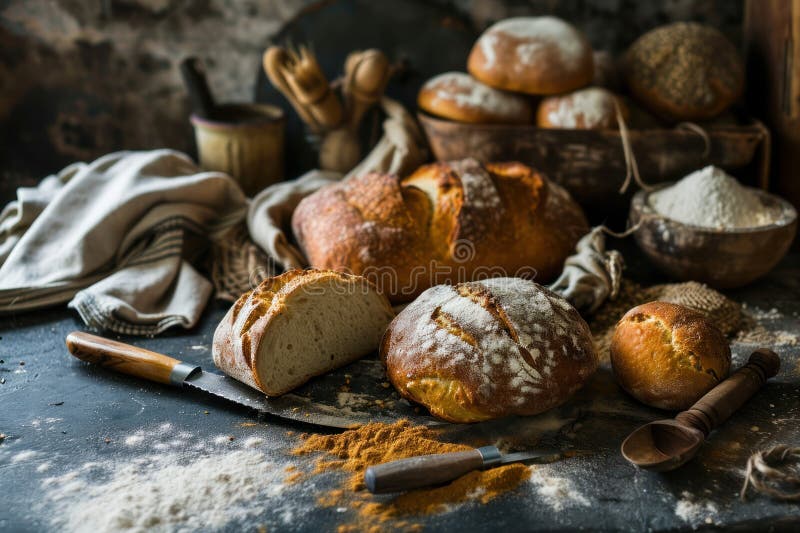 Different Types of Bread and Buns Stock Image - Image of food, rustic ...