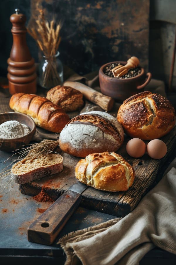 Different Types of Bread and Buns Stock Image - Image of baguette ...