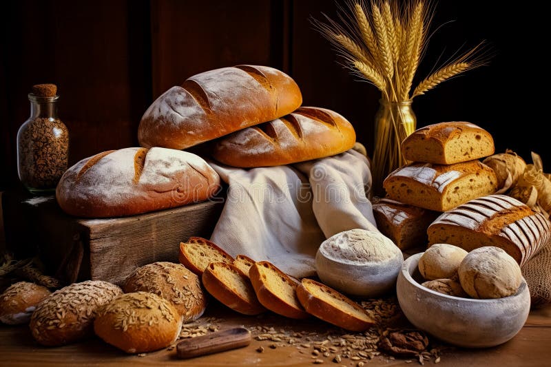Different Types of Bread Made from Wheat Flour. Generative AI Stock ... Different Types of Bread Made from Wheat Flour. Generative AI Stock ...