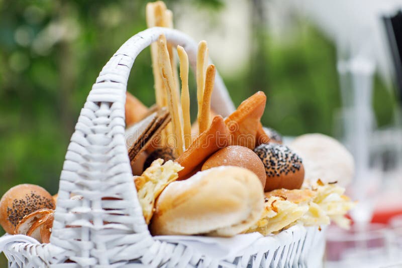 Basket with bread stock photo. Image of decoration, bakery - 102282236