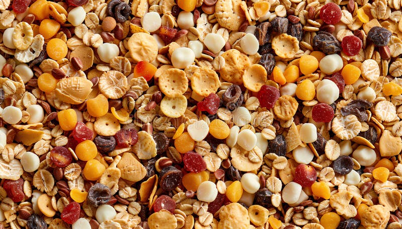 Different Types of Breakfast Cereals As Background, Top View Stock ...