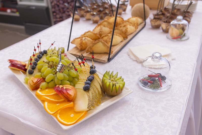 Different Types of Canapes on Buffet Table. Stock Image - Image of ...