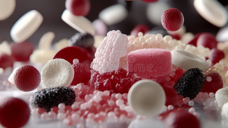 Different Types of Candy and Sweets Scattered Chaotically on a Surface ...