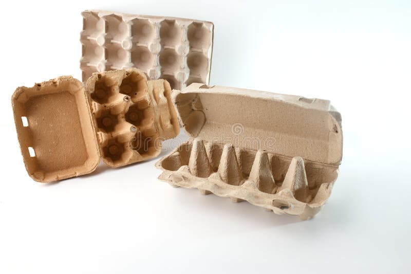 Different Types of Cardboard Egg Cartons Arranged on a White Background ...