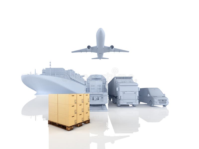 Different Types of Cargo. 3d Rendering Stock Illustration ...
