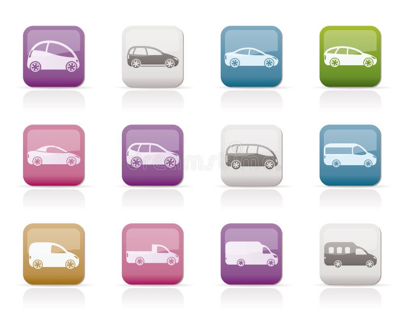 Different Types of Cars Icons Stock Vector - Illustration of traffic ...