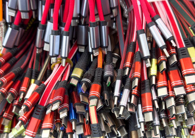 Different Types of Charger Connectors for Phones Texture Background ...